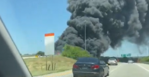 Fuel Tanker Overturns and Catches Fire on I-270 Near State Route 161 in ...